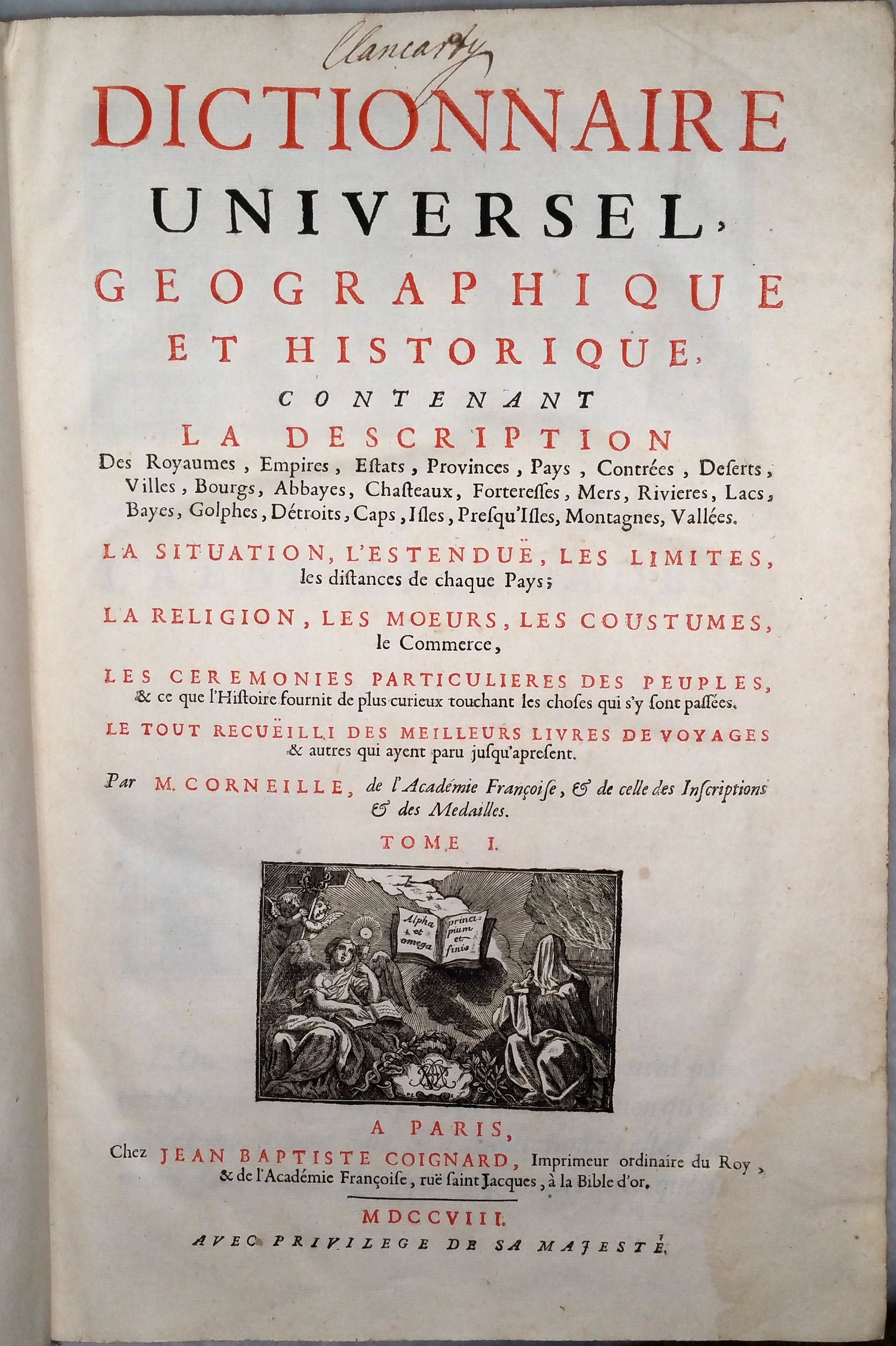 Dictionnaire Universel Geographique et Historique Contenant la ...